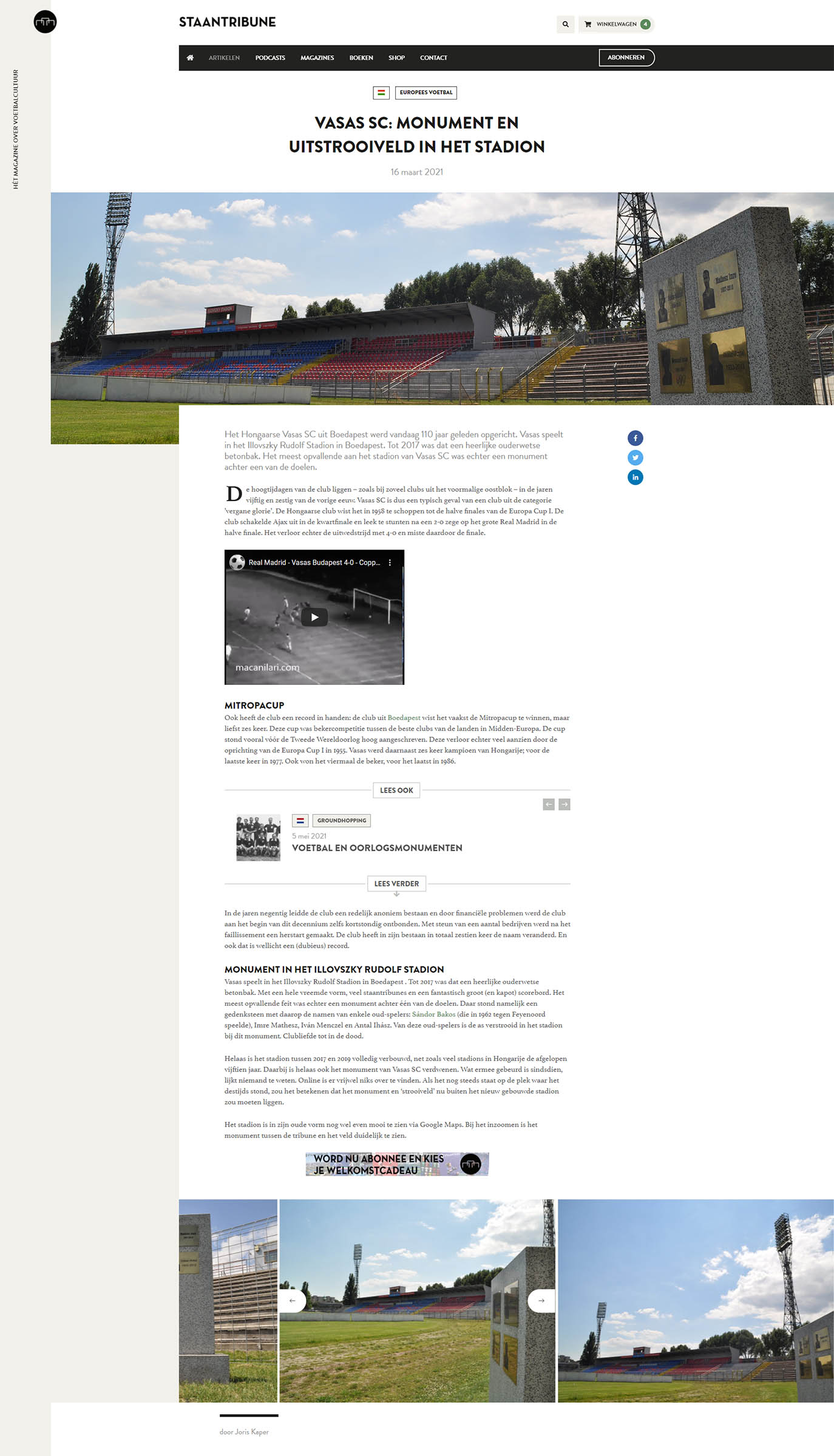 Vasas SC: Monument en uitstrooiveld in het stadion - JorisKaper.nl